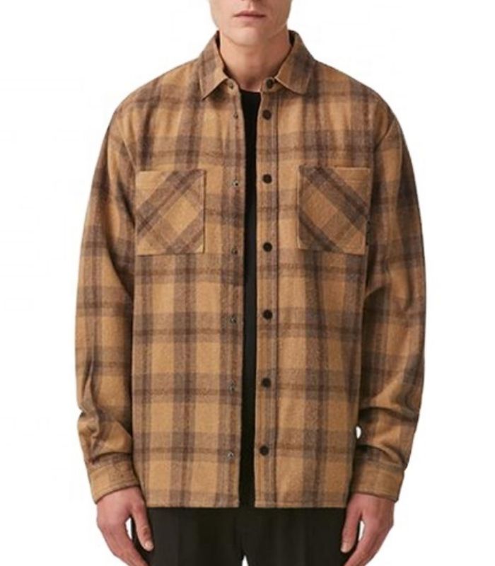 Wholesale Beige Cotton Flannel Shirt Manufacturer USA